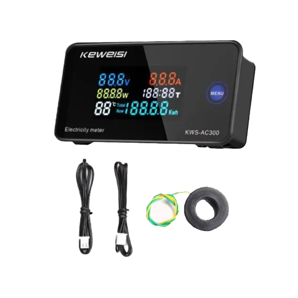 Keweisi KWS-AC300-100A Digital Fuel Gauge 6-in-1 Digital Power Meter ...